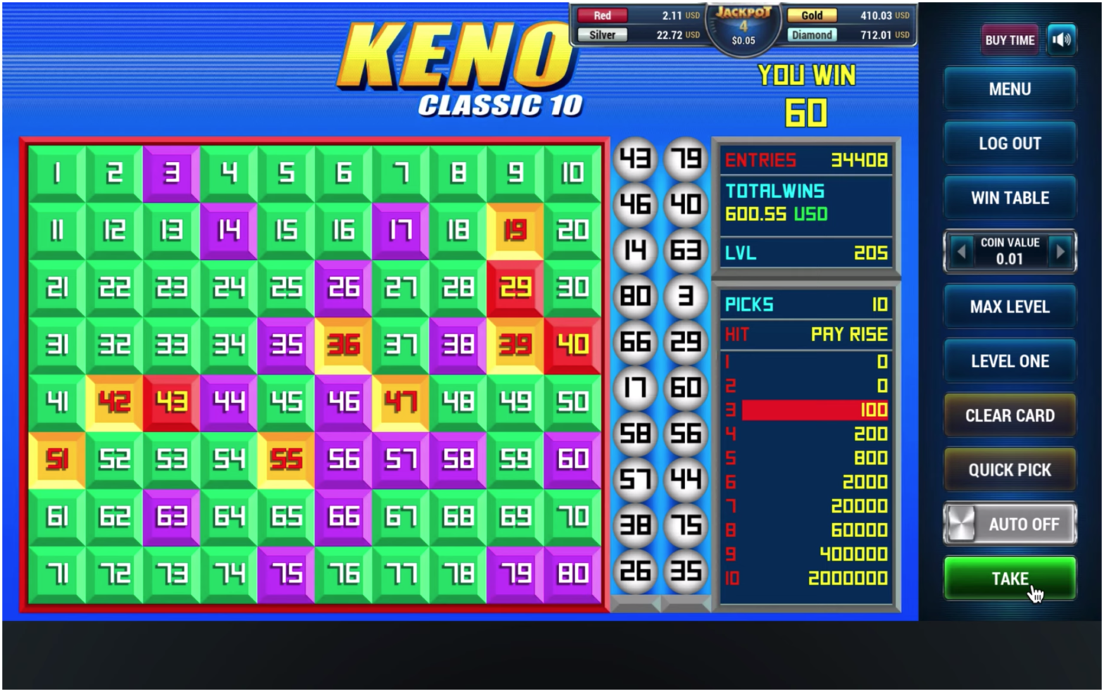 Keno - Riversweeps Platinium